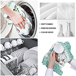 Beisseid Easter Day Kitchen Towels Bunny Ears Gnomes Dish Cloth Fingertip Bath Towels Easter Egg Check Plaid Floral Hand Drying Soft Cotton Tea Towel Set, 18x28in 2PCS
