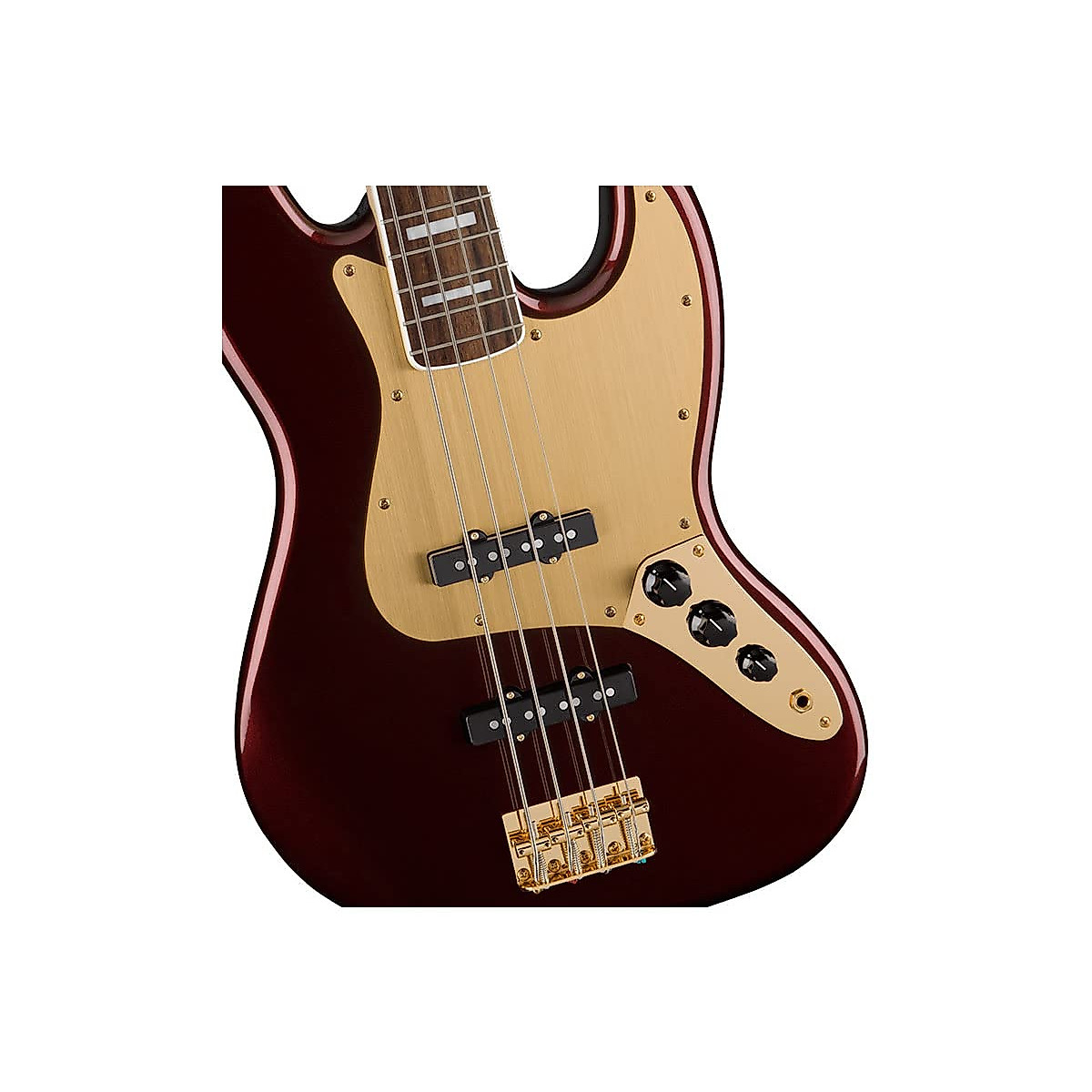 Squier 40th Anniversary Jazz Bass Gold Edition, Ruby Red Metallic, Laurel Fingerboard