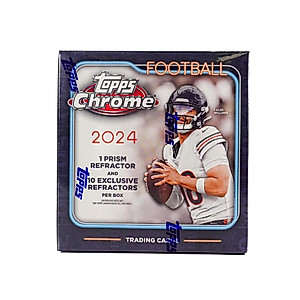 2024 Topps Chrome Football 7-Pack Trading Card Mega Box (1 Prism Refractor + Ten Rookies Per Box!)