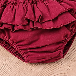 Tepuce Baby Girl Clothes 0-3 Months Infant Summer Outfit Ruffle Romper Love Heart + Ruffle Shorts + Headband, Red Heart Set