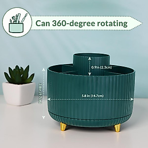SKYDUE 360 Degree Rotating Desk Organizer, Dual-Purpose Pencil Pen Holder for Desk, Rotating Desk Pen Organizer with 5 Slots, Art Supplies, Pencil Cup for Office, School, Home