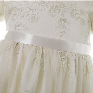 NIMBLE Baby Girls Newborn Christening Embroidered, Champange, Size 6-9 Months