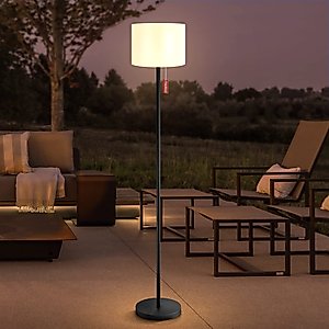 uuffoo Solar Floor Lamp Outdoor&Indoor, 2 in 1 Solar and USB Charging, Dimmable RGB Color with Light Sensor, IP44 Cordless Floor Lamp for Living Room Camping Terrace Garden Yard (B)