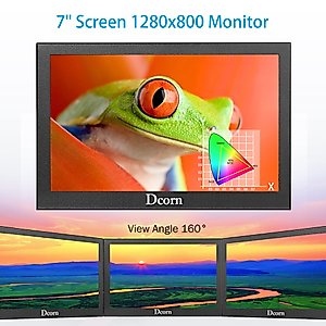 Dcorn 7 inch Mini Monitor,Small HDMI Monitor 1080P IPS Computer Monitors Support HDMI VGA BNC AV Input with Wall Bracket&Remote Control 1280x800 Pixel,160 Full Viewing w/Speaker
