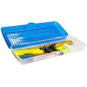 Storex Stretch Pencil Box, 5.6 x 13.4 x 2.52 Inches, Blue, Case of 12 (61467U12C)