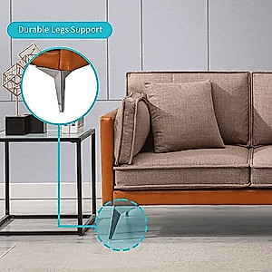 CECER Loveseat Sofa Couches for Living Area, Luxurious Modern 2 Seater Sofa with Faux Leather Frame, Mid Century Linen Upholstered Sofa Couch with 2 Accent Pillows for Bonus Room Office, Orange