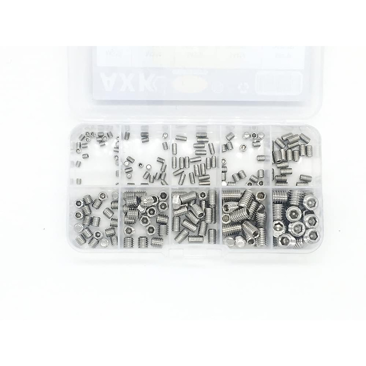 AXK Set Grub Screw M3 M4 M5 M6 M8 Metric Thread Hex Allen Socket Head Cap Screw Bolt Hexagon Hex Drive Cup Point Screw Assortment Kit Set Alloy Steel l Screw (200PCS Stainless Steel)