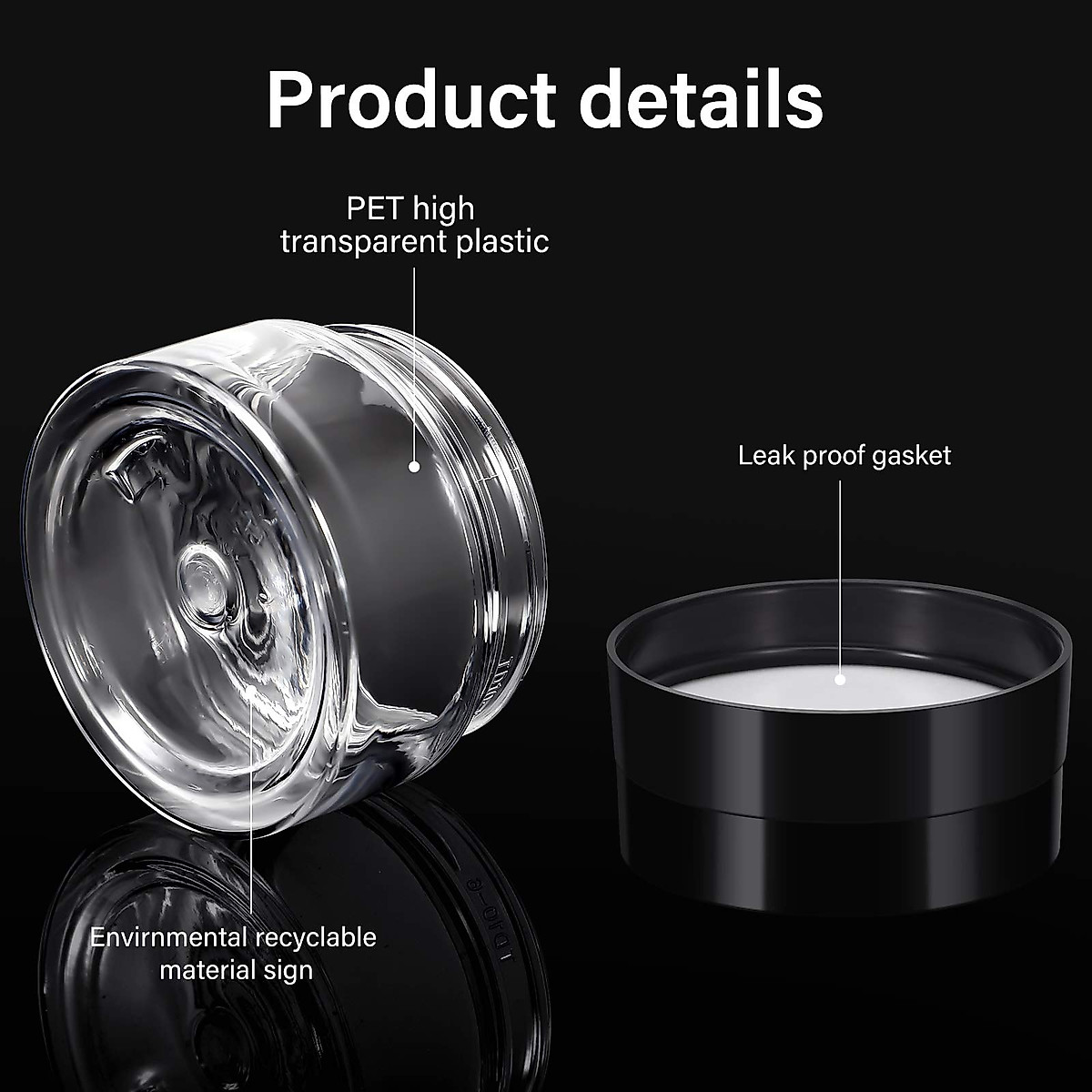 Patelai 4 Pieces Round Clear Wide-mouth Leak Proof Plastic Container Jars with Lids for Travel Storage Makeup Beauty Products Face Creams Oils Salves Ointments DIY Making or Others (Black,1 Ounce)