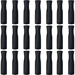 21Pcs Reusable Silicone Straw Tips, Stainless Straw Tips, Black Food Grade Straws Tips Covers Fit for 6mm Wide Stainless Steel Straws And Glass Straws