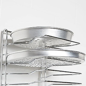 TrueCraftware- 15 Tier Chrome Plated Pizza Pan Rack- Pizza Pan Rack Holder Safe Sturdy 15- Slot Pizza Pan Rack for Pizza Pan Pizza Trays Pizza Screens for Home Kitchen Restaurant Catering