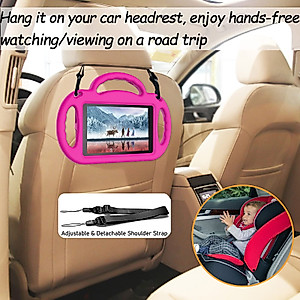 LTROP Fire 7 Tablet Case, Lightweight Handle Stand Shoulder Strap Child-Proof Case for Fire 7-inch Display Tablet (9th Generation & 7th Gen) - Rose