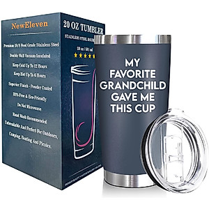 NewEleven Christmas Gifts For Grandpa - Grandpa Gifts From Granddaughter, Grandson - Birthday Present Ideas For Grandfather, New Grandpa, Promoted To Grandpa, Grandchildren, Grandkids - 20 Oz Tumbler