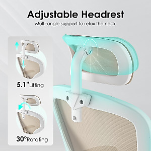 Farini Ergonomic Office Chair, Home Office Desk Chair with Headrest, High Back Computer Chair with Flip-up Armrests and Adjustable Lumbar Support for Home Office Study Bedroom, Khaki.