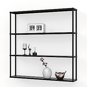 Mango Steam Wall-Mounted Steel Shelving Unit for Kitchen, Storage or Display Use -36 H x 36 W x 6 D Inches- Black -