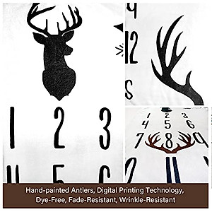 Tebaby Baby Monthly Milestone Blanket Boy - Deer Newborn Month Blanket Neutral Personalized Shower Gift Woodland Nursery Decor Photography Background Prop with Frame Large 51''x40''