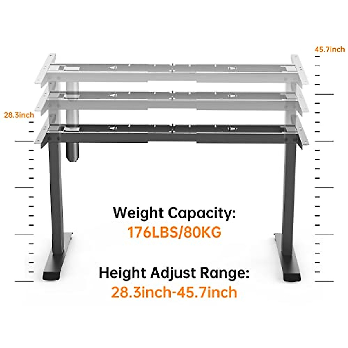Velosan Standing Desk Frame, Electric Stand Up Desk Frame, Height Adjustable Electric Standing Desk Frame with LCD Touch Screen, Adjustable Height Desk Frame for Home & Office Table (Frame Only)
