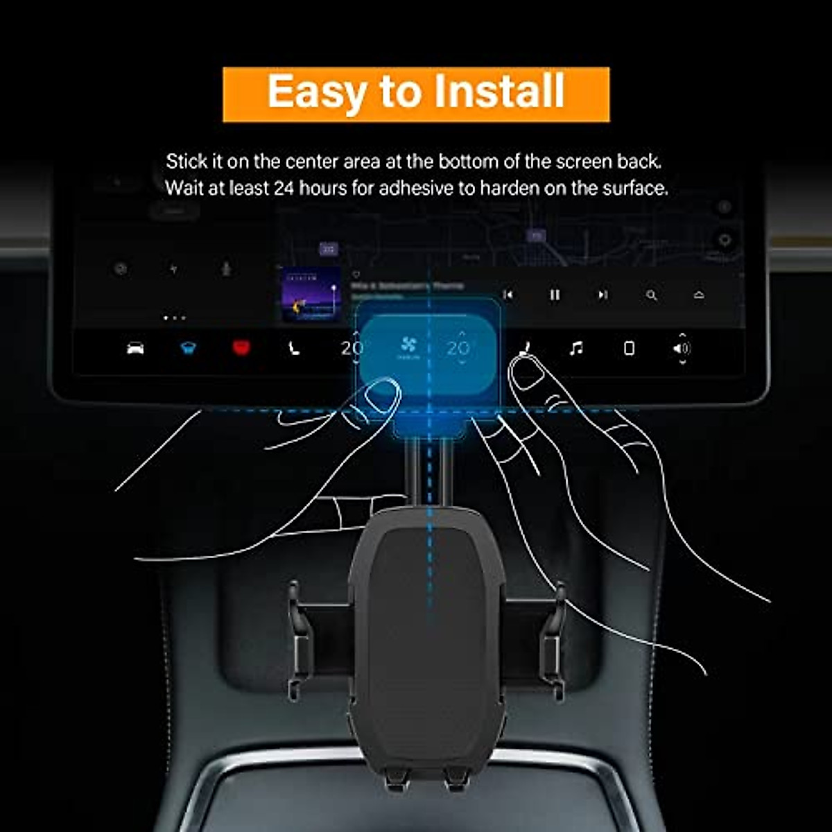 enGMOLPHY Designed for Tesla Phone Mount Compatible with Model 3/ Y/S/X, [Solid & Durable] Easy Clamp Hands-Free Car Mount for Tesla, Fit for iPhone 14 13 12 Pro Max, Samsung Galaxy S22 All Phones