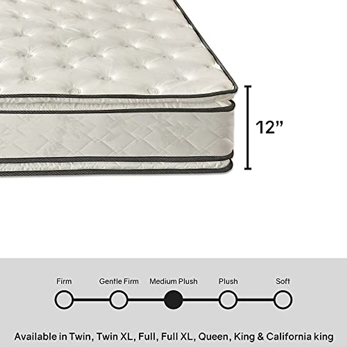 Mayton, 12-Inch Medium Plush Double Sided Pillowtop Innerspring Mattress, King