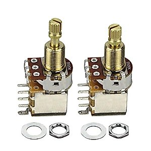 FLEOR 2pcs B500K Push Push Guitar Pots Linear Taper Potentiometers Long Copper Split Shaft