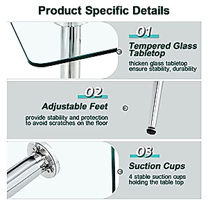 WIIS' IDEA 47" Glass Dining Table for 4-6, Rectangle Clear Table with Explosion-Proof Glass Tabletop and Plating Steel Legs,29" H Glass Tabletop for Kitchen, Dining Room,Office