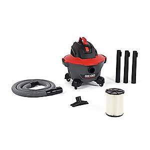 RIDGID, 62698, 6 Gallon RT0600 NXT Wet/Dry Vac, RED Professional Industrial, 4.25 HP, Dark Gray and Red & RIDGID VT2534 7-Piece Auto Detailing Vacuum Hose Accessory Kit for 1 1/4 Inch Vacuums