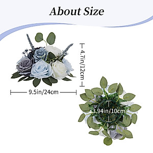 BLOSMON Artificial Flowers Ball Wedding Centerpieces 6 Pcs Dusty Blue Rose Artificial Flower Center Pieces Decoration for Table Silk Kissing Ball Floral Bouquet Arrangements Home Party DIY Decor