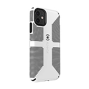 Speck iPhone 11 Case - Drop Protection, Raised Bumpers & Extra Grip Slim Design with Dual Layer Protective Cushion & Qi Wireless Charging Compatible - White, Black CandyShell Grip