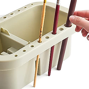 Artist Brush Basin Multifunction Paint Brush Tub with Brush Holder Suitable for Acrylic and Watercolor Painting （Large）
