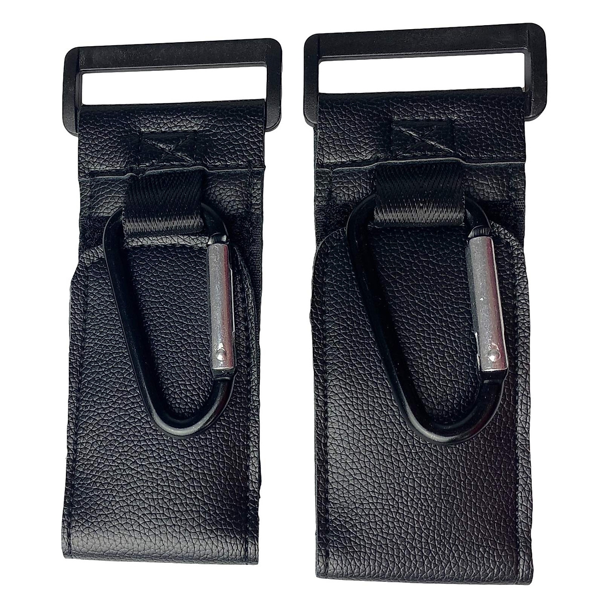 2pcs Baby Stroller Hook for Mommy,Hooks for Shopping Bags & Diaper Bags & Hanging Purses,Velcro Hook Clip Stable,Shopping Bag Holder,Up to 4kgs (Black)