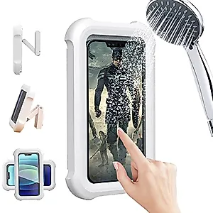 cymtkbr Shower Phone Holder Waterproof 480° Rotating Wall Phone Holder Mount with HD Touch Screen Guardian Phone up to 7inch for iPhone 13 12 Pro 11 XR Max Samsung Galaxy S21