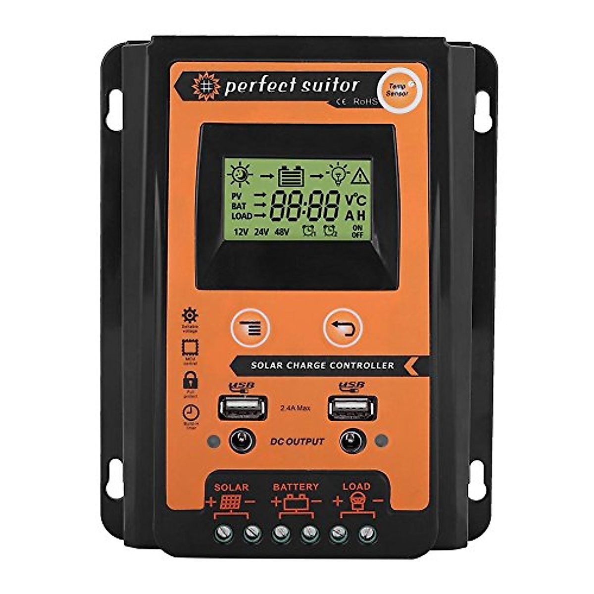 Qiilu PWM Solar Charge Controller Solar Panel Battery Intelligent Regulator with Dual USB LCD Display (30A)