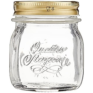 Bormioli Rocco Quattro Stagioni Clear Airtight Mason Jar, 8.5 Oz. Made from Food Safe Durable Glass, Made in Italy.