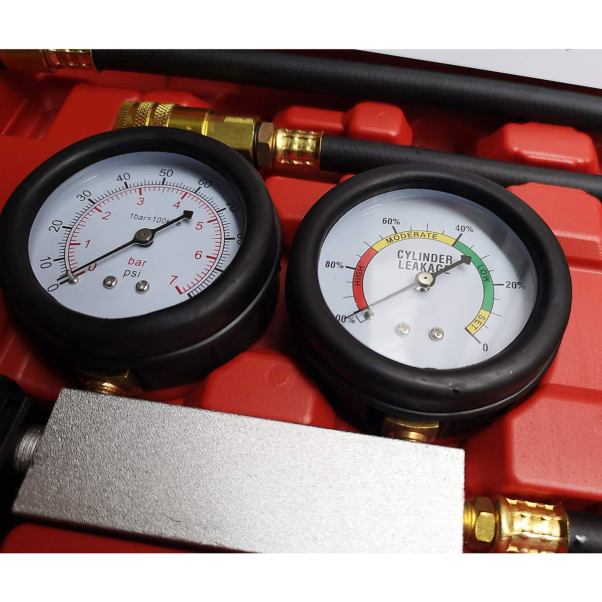 Cylinder Leak Down Tester,Compression Test kit - Engine Cylinder Dual Gauge Leakdown Tester kit Diagnostics Tool.