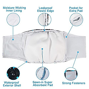 CuteBone Dog Belly Bands for Male Dogs Wraps Washable Doggie Diapers DM07S