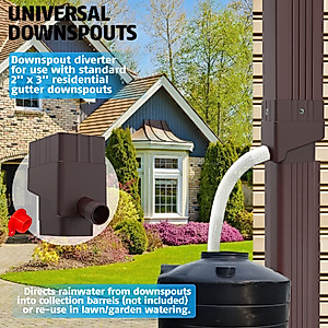 Anivia Rainwater Collection System, Rain Barrel Diverter Kit for Diverting Water, Fits 2'' x 3'' Standard Gutter Downspout (Brown)