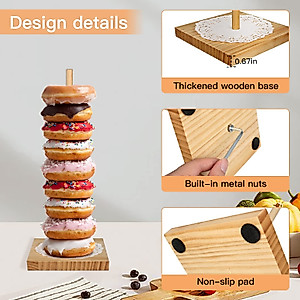Donut stand, 4PCS Wooden Donut Stand Display Farmhouse Donut Holder, Reusable Bagel Holder Tower Stand, Suitable for Weddings, Birthday Parties, All Kinds of Parties, Baby Shower (4 packs-Square)