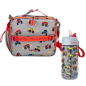 Bentgo® Kids Lunch Bag Set Water Bottle - New & Improved 2023 (Trucks)