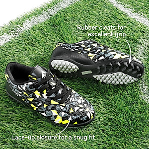 DREAM PAIRS Boys Girls Turf Indoor Soccer Shoes Lace Up Cleats for Little/Big Kid,Size 2 Little Kid,Black/neon/Green,SDSO223K