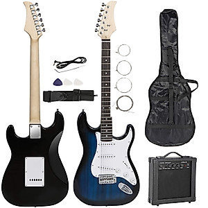 Saicool 39 Inch Full Size Electric Guitar Kit, Complete Starter Kit Bundle for Music Lover Beginner with 10w Amplifie, Carry Bag, Strap, Strings, Pick, Blue
