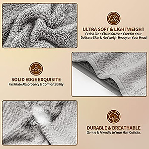 NEXCOVER Microfiber Hair Towel, 3 Pack (White+Grey+Pink) 9.8 inch X 25.5 inch Hair Turbans,Ultra Absorbent,Fast Drying Hair Towel Wraps,Head Towels for Women Wet Hair,Long,Curly,Thick,Frizzy Hair