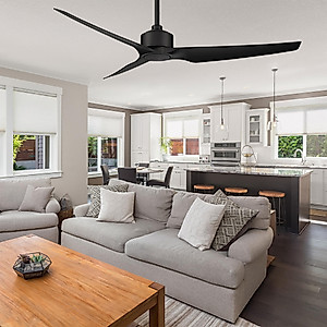 WAC Smart Fans Stella Indoor and Outdoor 3-Blade Smart Home Ceiling Fan 60in Matte White with Remote Control works with Alexa and iOS or Android App (NO LED LIGHT KIT)