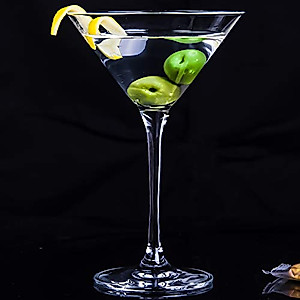 FAWLES Crystal Martini Glasses Set of 4, 9 Ounce V-Shape Straight-stemmed Classic Clear Cocktail Glasses Set, Wine Gift for Engagement Party,Work Gatherings, Housewarming