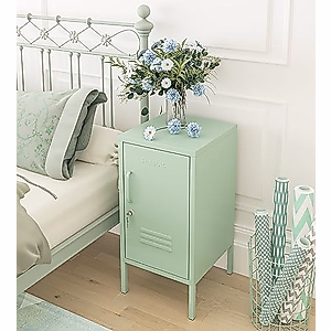 Aiasuit 2 Tiers Locker Safe Lockable Coffee Table Metal Locker Bedside Cabinet Children's Bedside Cabinet Green Size: 27.55”H x 13.78”W x 14.96”D