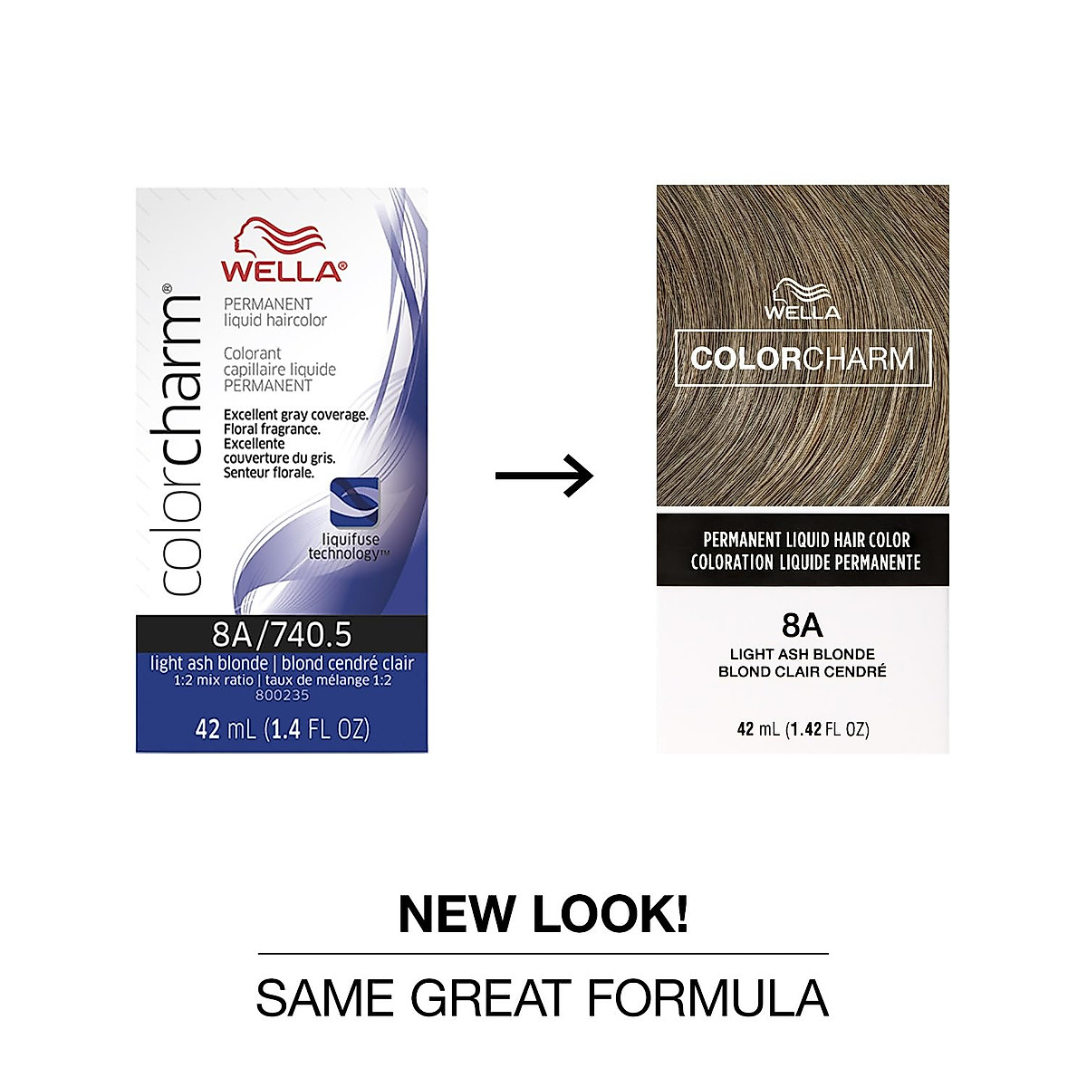 COLORCHARM Permanent Liquid Hair Color for Gray Coverage| 8A Light Ash Blonde | 1.4 Fl Oz