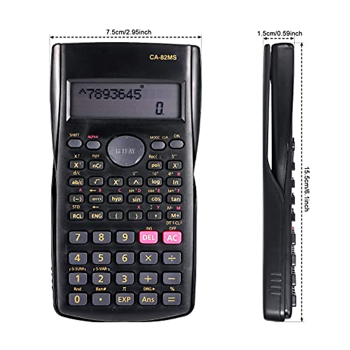 Saillong 2-Line Engineering Scientific Calculator, Black Function Fractions Math Calculator for Middle, High School, Classroom, Student and Teacher (6 Pieces)