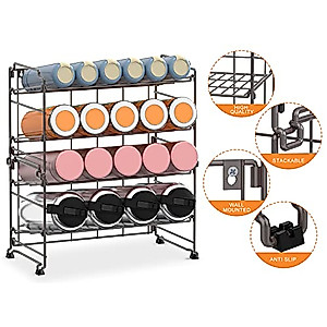 AULEDIO Water Bottle Organizer, 2-Pack 2 Tier Stackable Watre Bottle Holder, Adjustable Bottle Organizer, Brone