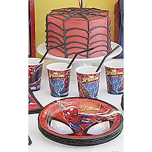 Spiderman Birthday Party Supplies Set | Spiderman Party Supplies | Spiderman Birthday Decorations | Serves 16 Guests | With Balloons, Banner, Table Cover, Plates, Cups, Napkins, Masks, Button