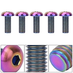 ZPSHYD Bicycle Stem Screw, 5pcs Titanium Alloy Screw Bicycle Water Bottle Cage Bolt Bike Bracket Screw Bicycle Accessory (M5*12 Colorful)