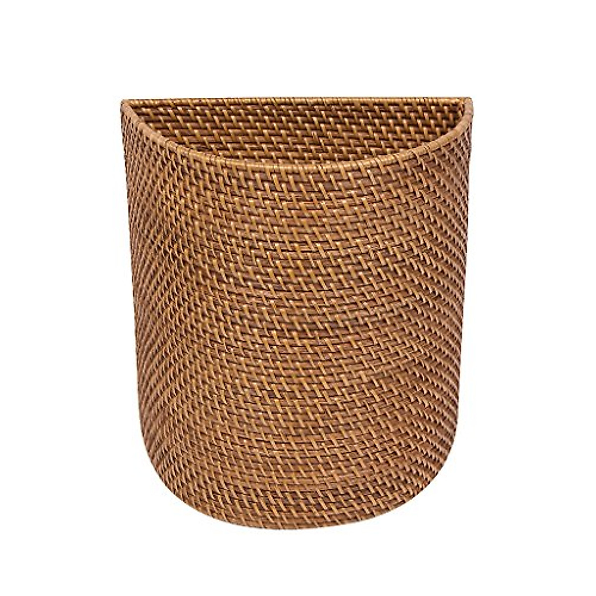 KOUBOO 1030082, Honey Brown Handwoven Half-Moon Rattan Waste Basket