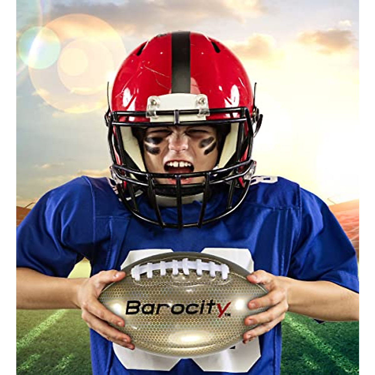 Barocity Football Premium Boy and Girl Official Match Ball with Reflective Iridescent Rainbow Hex Pattern, Durable Indoor, Outdoor, Training Practice Game Playtime – Size 3 Gold